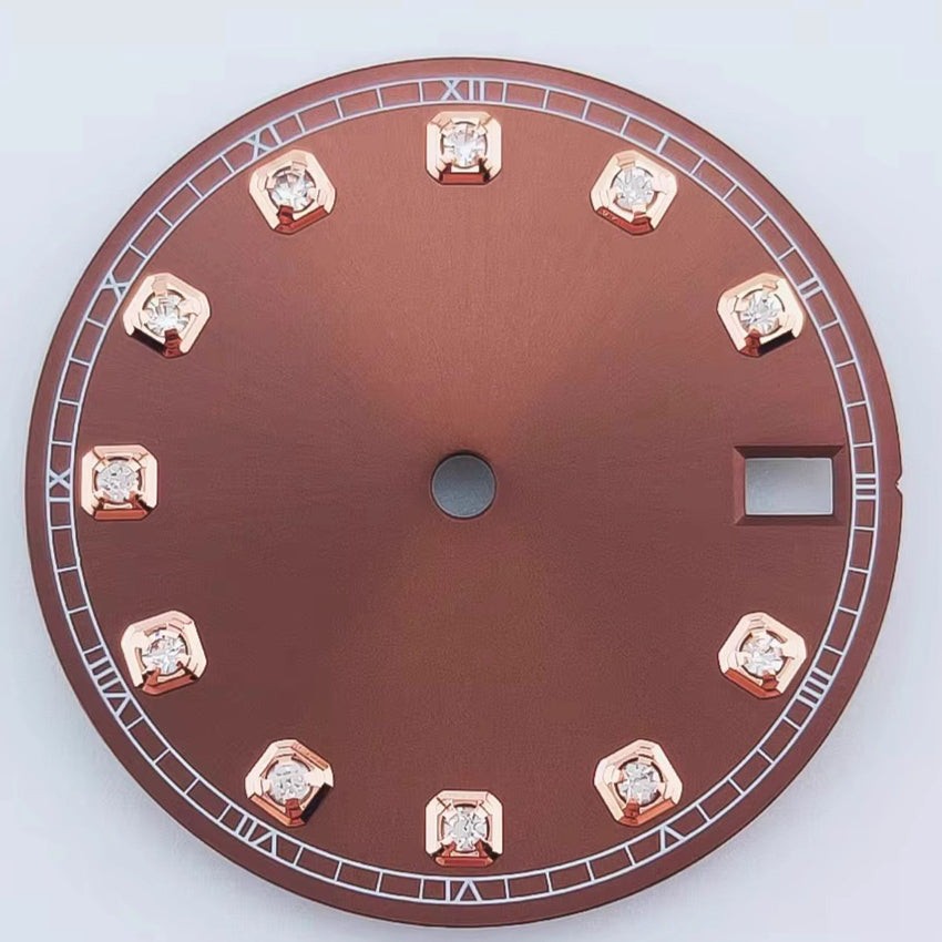 Rose Golden Nail Brown 28.5mm Watch Dial Fit For NH36 Movement No Logo ...