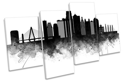 Kansas City Abstract Skyline Print MULTI CANVAS WALL ART Picture Black ...