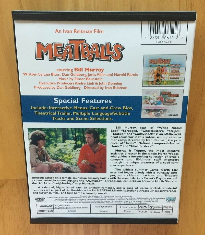 Meatballs DVD Bill Murray Chris Makepeace Ivan Reitman Harold Ramis ...