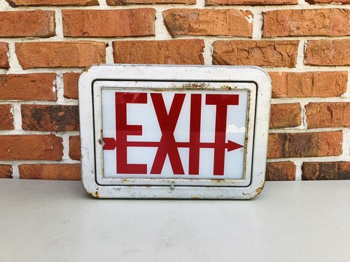 VINTAGE ORIGINAL LIGHTED GLASS EXIT SIGN | eBay