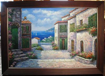 Original Greek Isle Street scene - Artist unknown | eBay Australia