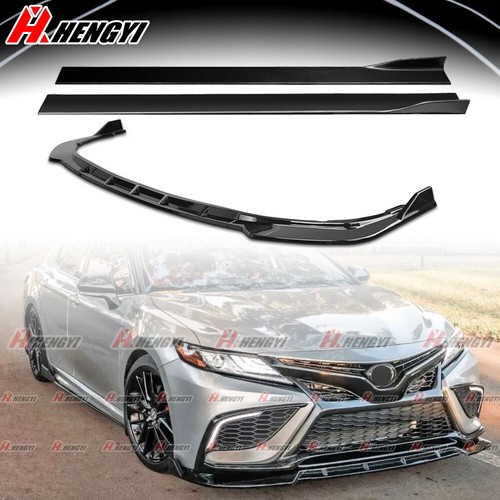 Front Lip Splitter + Side Skirt For Toyota Camry 2021-2024 SE XSE Gloss ...