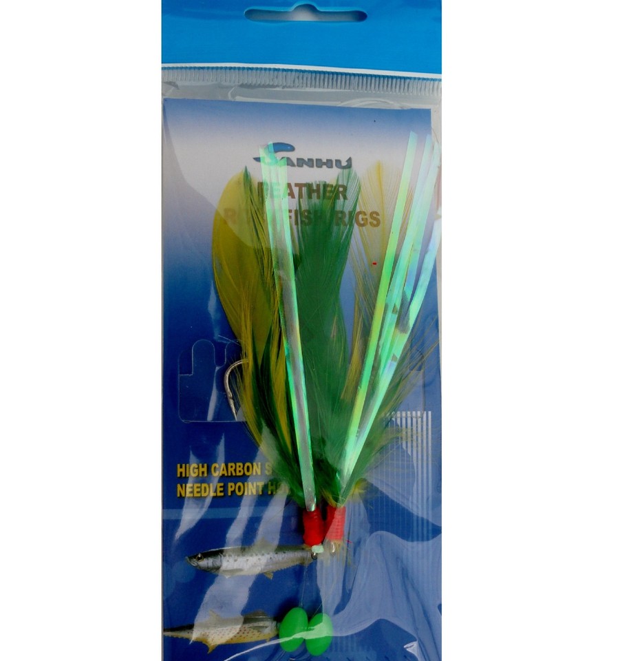 5/0 Rock Cod Feather Rigs Feather Rockfish Bait Choose Packs & Colors ...