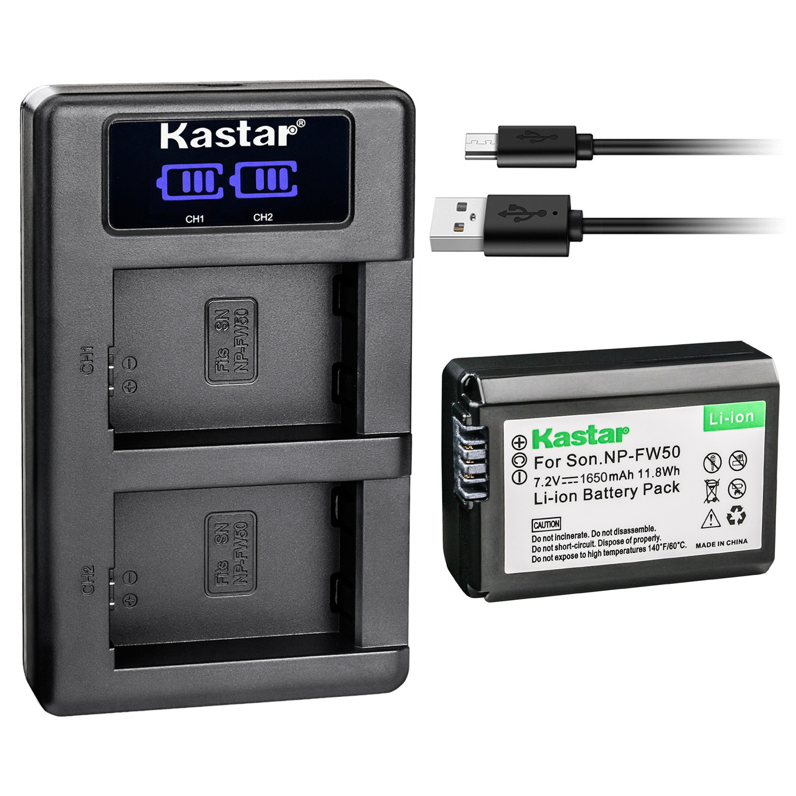 Kastar LCD Dual Charger Battery for Sony NP-FW50 BC-VW1 & ILCE-3000 ...