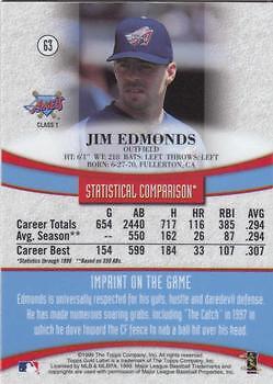 1999 Topps Gold Label #63 Jim Edmonds Anaheim Angels Baseball Card | eBay