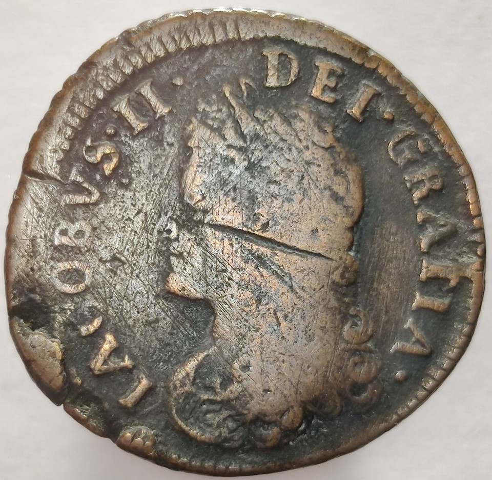 1691 Ireland Farthing Limerick Besieged Overstruck Gun Money James II ...