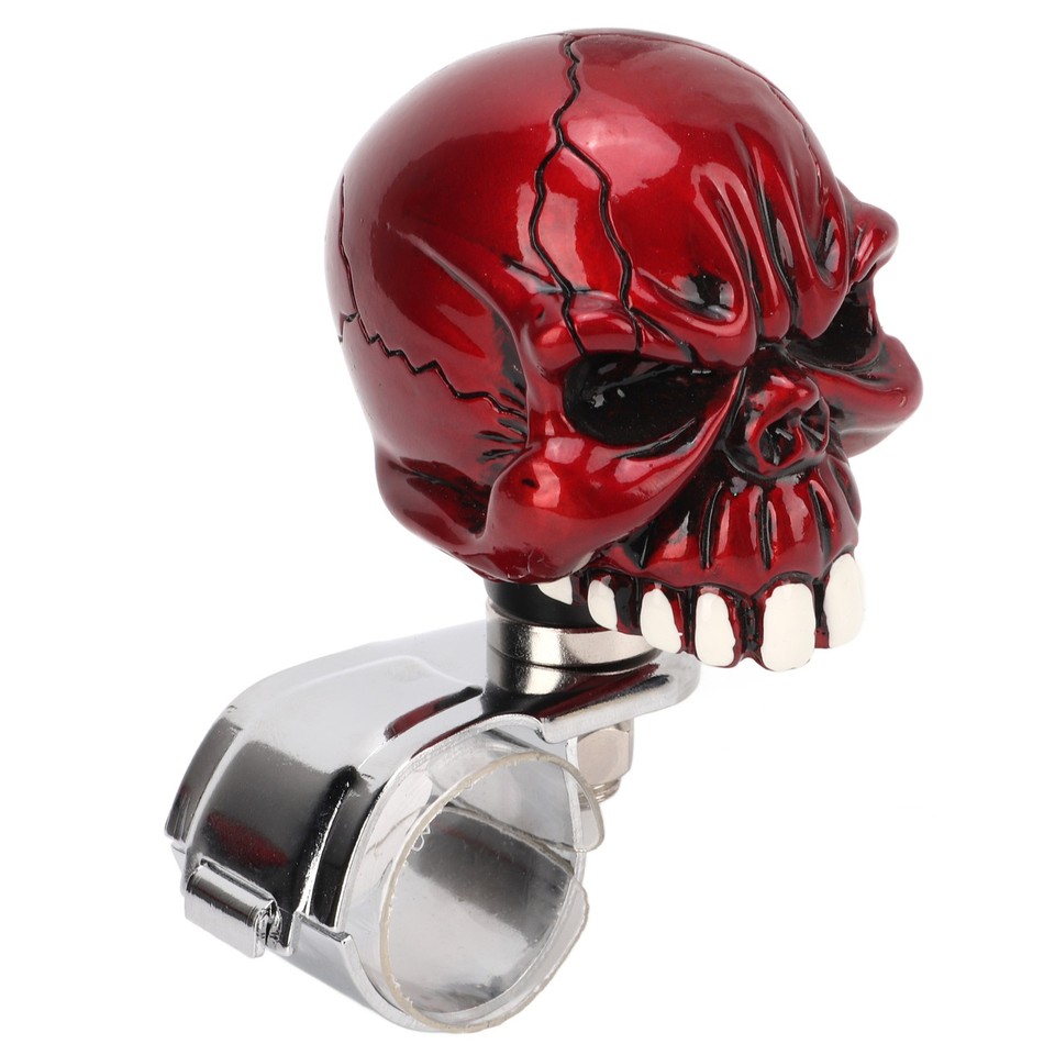 ⁺Red Steering Wheel Spinner Knob Skull Shape Power Handle For Cars ...