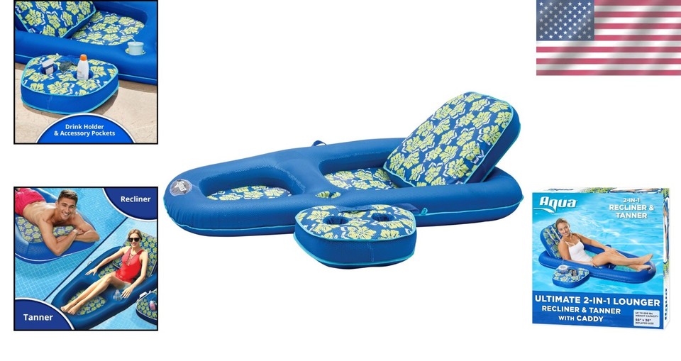 Aqua Campania Ultimate 2-in-1 Pool Float Lounge - XL, Adjustable ...