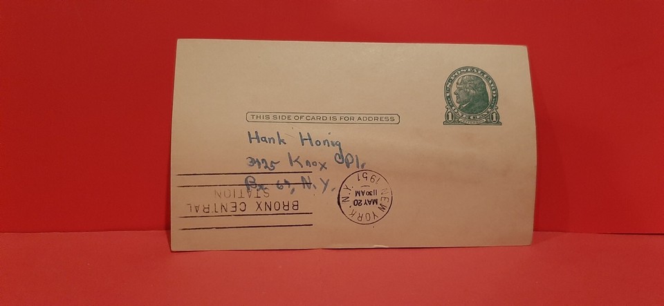 JOHNNY HOPP Autographed Vintage 1950's Government Postcard CARDINALS ...