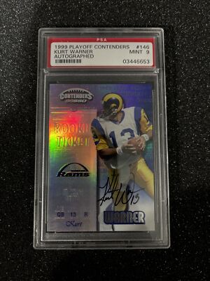 1999 Playoff Contenders Auto Kurt Warner PSA 9 #146 Rookie Ticket RC ...
