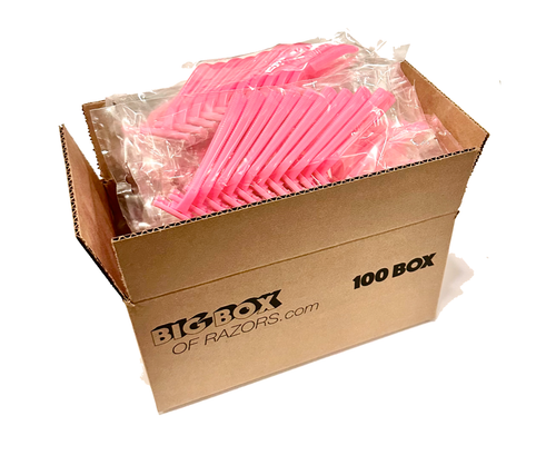 100 Low-Cost Twin Blade Pink Disposable Razors in Bulk - Professional ...
