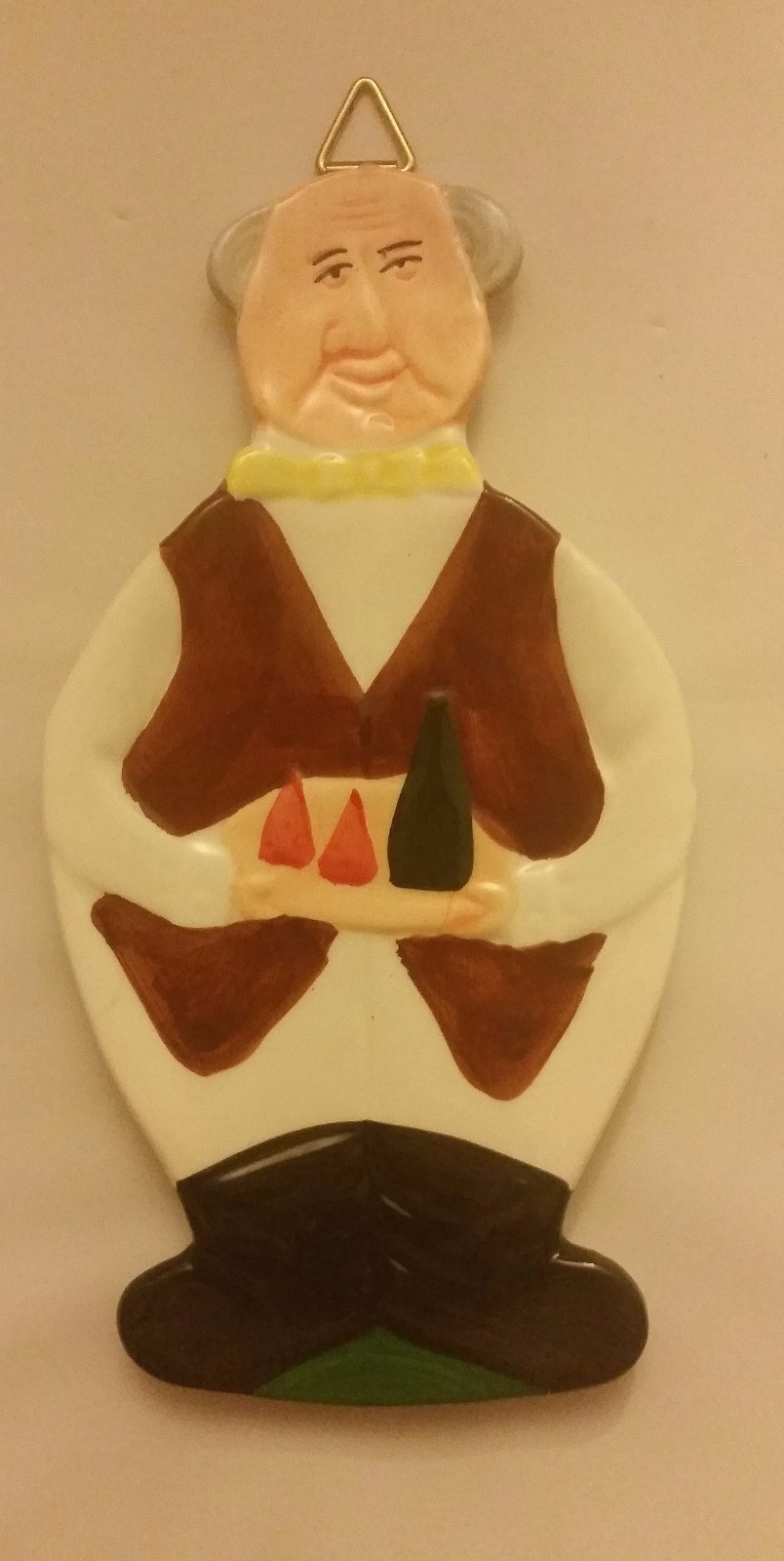 CERAMIC WALL DECOR PLAQUE / PLATE, 9" , FAT CHEF, WAITER WITH TRAY | eBay