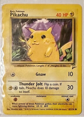 Pokémon TCG Pikachu Base Set 2 87/130 Regular Unlimited Common | eBay