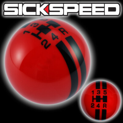Red Black Rally Sick Stripe Shift Knob 5 Speed Short Throw Shifter 12x1 ...