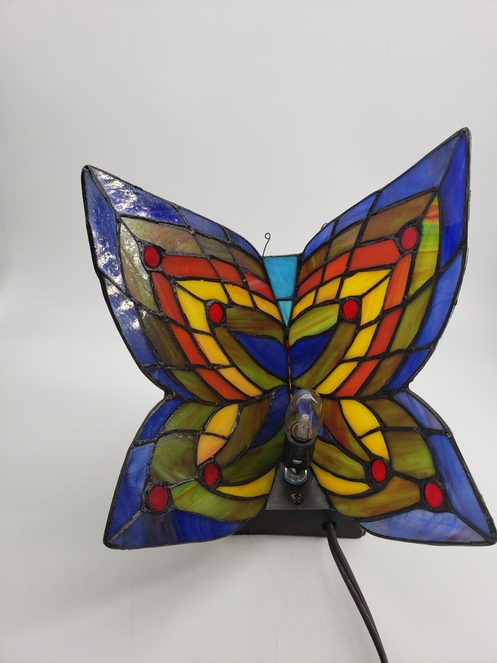 Tiffany Style Butterfly Lamp Rainbow Colors Working | eBay