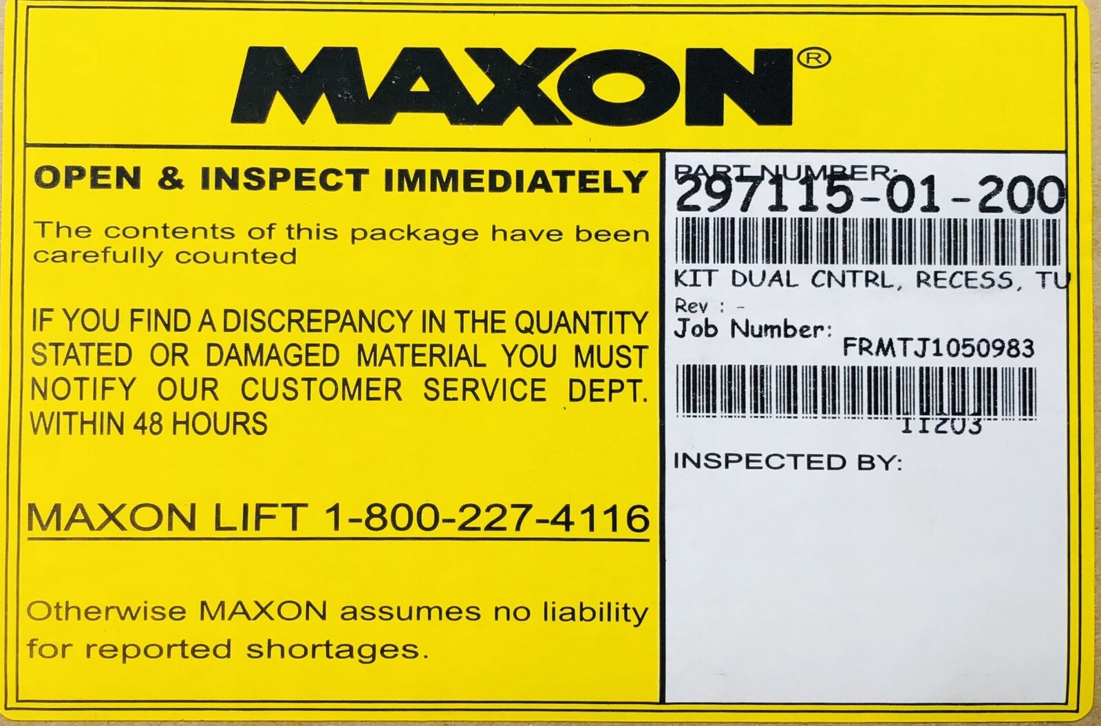 MAXON 297115-01-200 KIT DUAL CENTRAL RECESS TUK-A-WAY | eBay