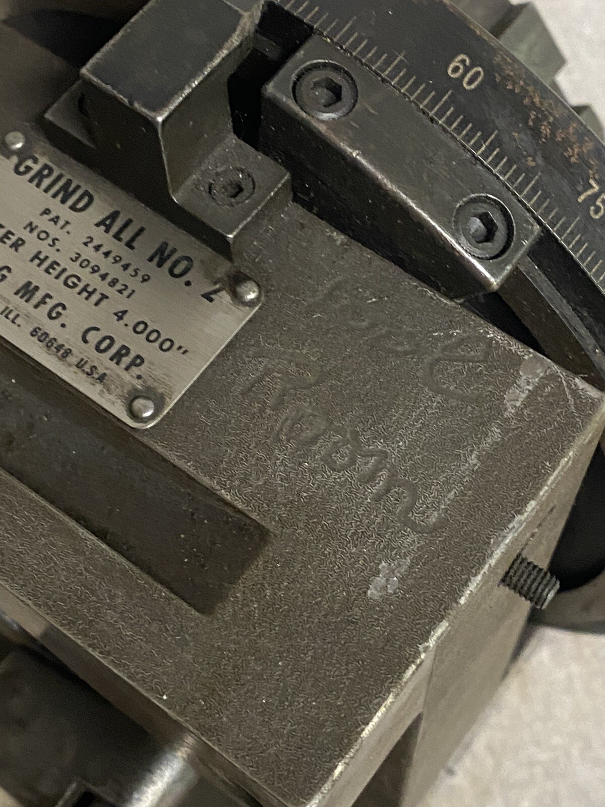 Harig Grind All No 2 Spin Indexer V Block Fixture 4.000" Center Height ...