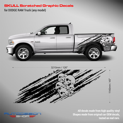Dodge RAM Skull Scratched side decals | eBay UK