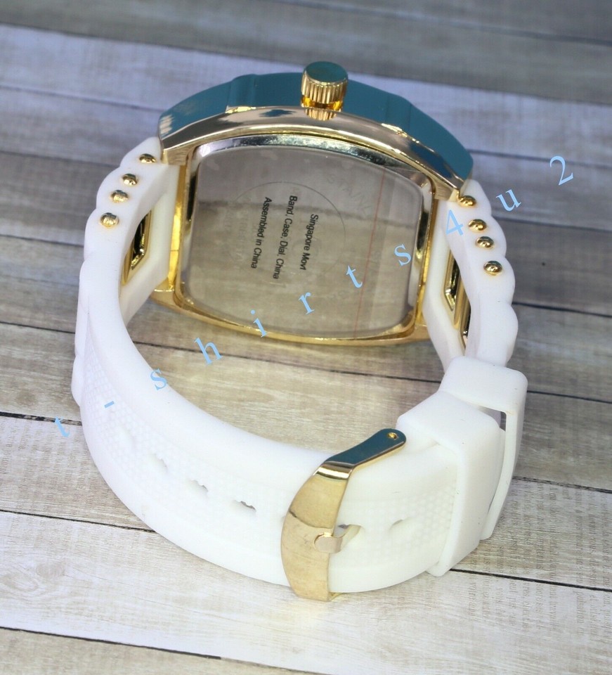 Men's Iced Luxury Bezel Silicone Band GP Montres Carlos Watch | eBay