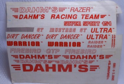 DAHM'S Racing Team Partial Decal Sheet Razer Dirt Dancer 1989 Sticker ...
