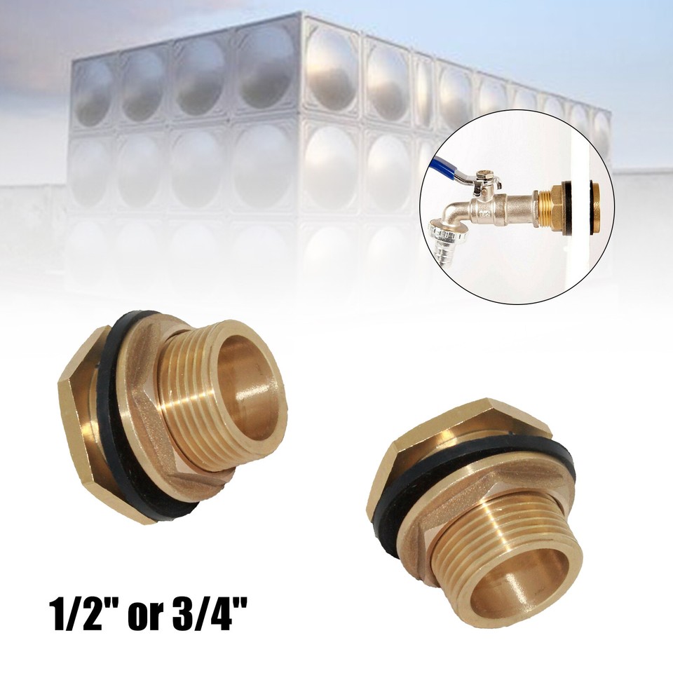 1/2x 1/2" 3/4" Brass Tank Adapter Tap Connector Water Tank Hose Fitting ...