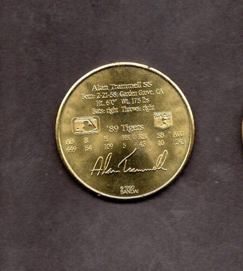 1990 Bandai Baseball Collector Coin Alan Trammell HOF Detroit Tigers | eBay