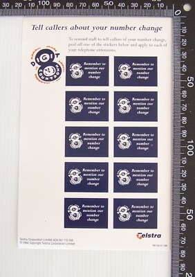 VINTAGE 1994 TELSTRA AUSTRALIA PHONE NUMBER DIGIT CHANGE STICKERS | eBay