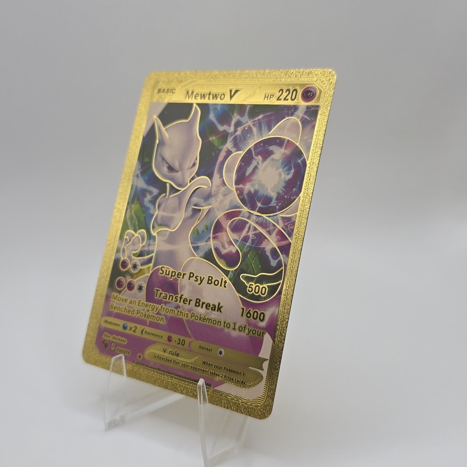 Pokemon Mewtwo V 220hp Gold Foil Fan Art Collector Card | eBay
