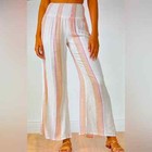 ELAN Cory White Rose Gold Metallic Pants with Smocked Waistband Large ...