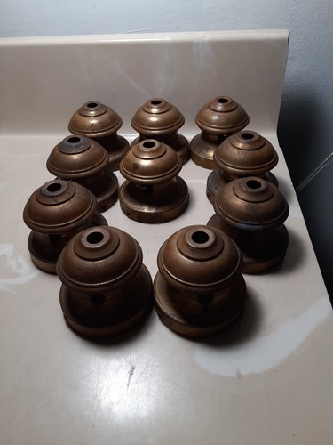 10 matching vintage antique brass socket shell covers fitter shade ...