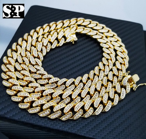 Hip Hop Iced Gold plated QUAVO Rapper 12mm 30" Cuban Box Lock Chain ...