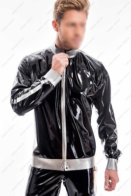 1117 Latex Rubber Gummi loose zipper Jacket Coat Tops customized ...