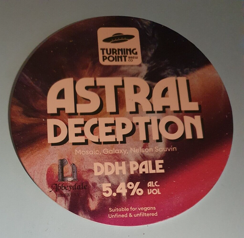 TURNING POINT brewery ASTRAL DECEPTION real ale beer pump clip badge ...