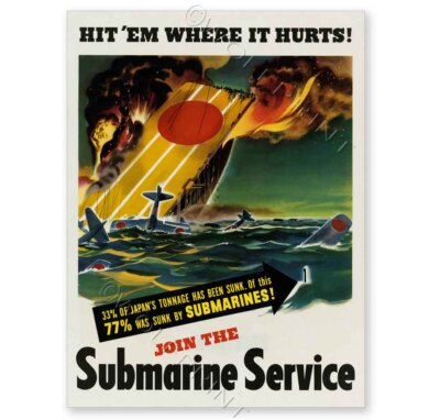 Submarine Service 1944 WW2 Propaganda Poster 18x24 or 24x32 | eBay