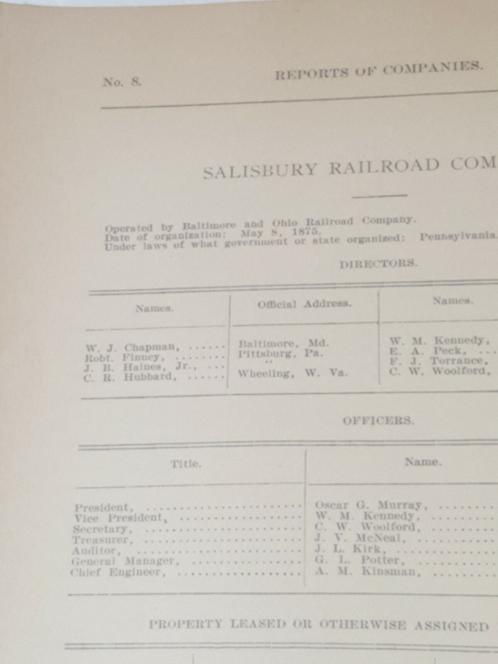 1910 train document SALSBURY RAILROAD Niverton PA Somerset co ...