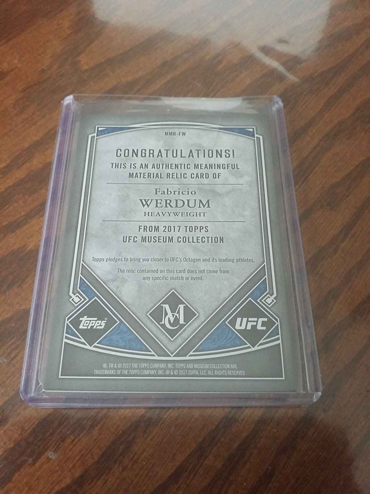 2017 Topps UFC Museum Collection - Meaningful Materials Fabricio Werdum ...