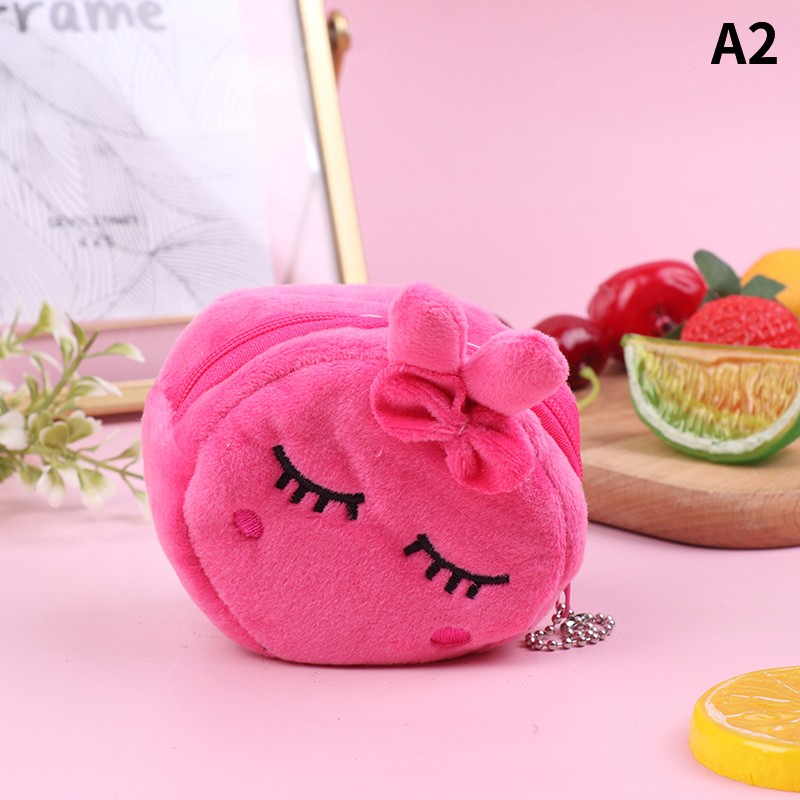 Coin Purse Cartoon Zipper Plush Three-dimensional Coin Purse Wallet Key ...