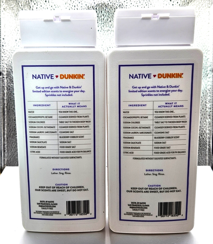 LIMITED EDITION Native DUNKIN BLUEBERRY COBBLER Body Wash 18oz Lot Of 2 ...