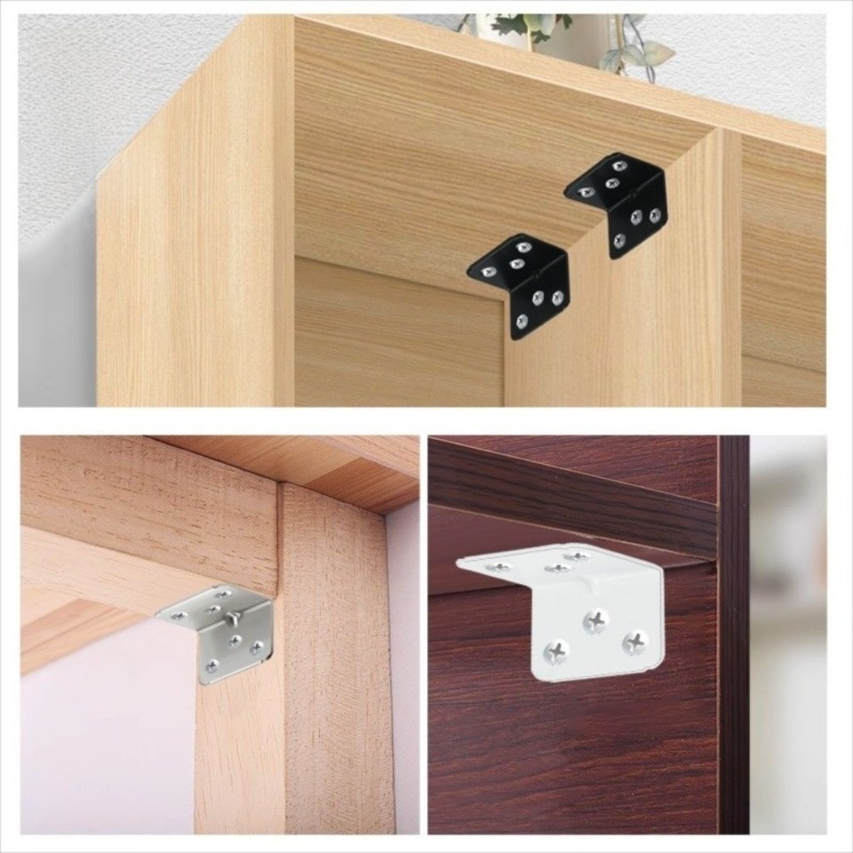 10PCS L-Shaped Metal Angle Bracket Wall Mount Shelf Bracket Cabinet ...