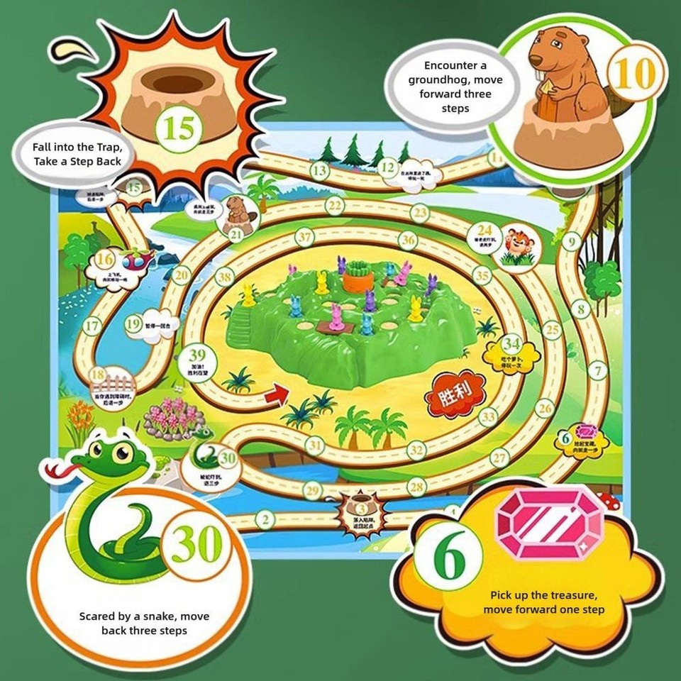 Cartoon Rabbit Carrot Rabbit Trap Table Board Game Parent-Child ...