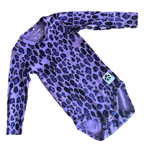 Mini Rodini Organic Cotton Purple Leopard Print Long Sleeve Bodysuit Size 6-18m | eBay