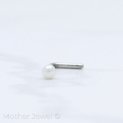 WHITE PEARL SILVER SURGICAL STEEL ELBOW L SHAPED BEND BENT NOSE ...