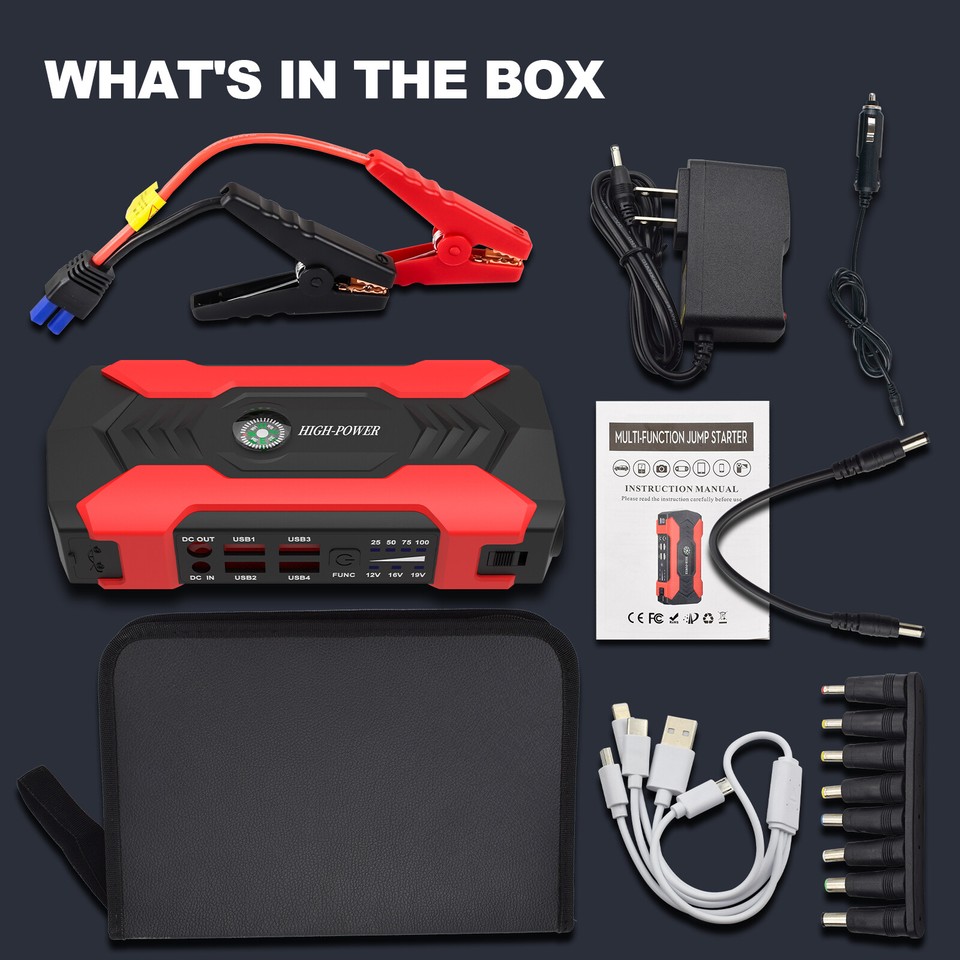 100000mAh Car Jump Starter Booster Jumper Box Power Bank Battery ...
