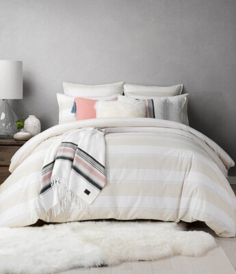 UGG Australia Oxford Stripe Cotton Duvet Cover - Bone Multi - KING ...