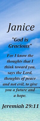 Janice "God is Gracious" Keepsake Name Meaning Bookmark with Verse and ...