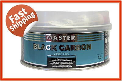 MASTER BLACK CARBON FILLER 500ML POLYESTER PUTTY HARDENER INCLUDED DENT ...