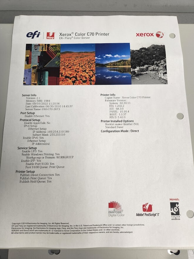 Fiery R7B Integrated Color Server For use in Xerox Color C60 / C70 ...