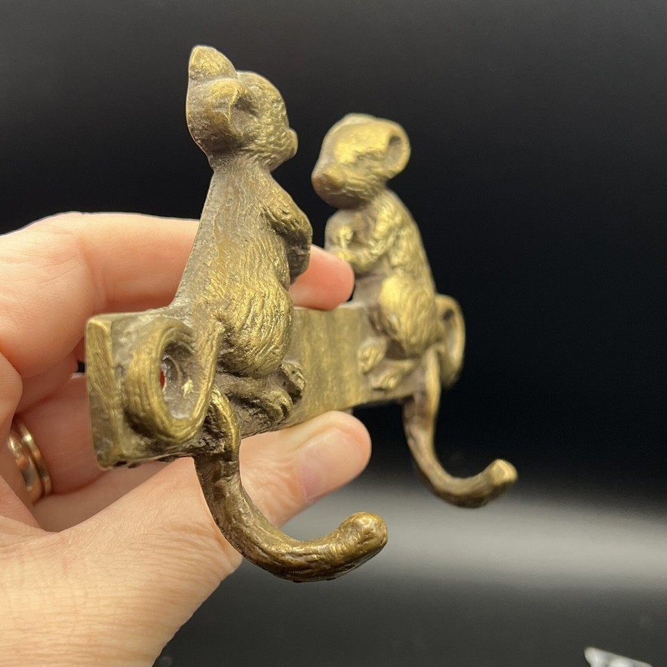 SPI Brass Metal Mouse Mice Key Hooks Wall Mount Hang On Tails - 2 Hooks ...