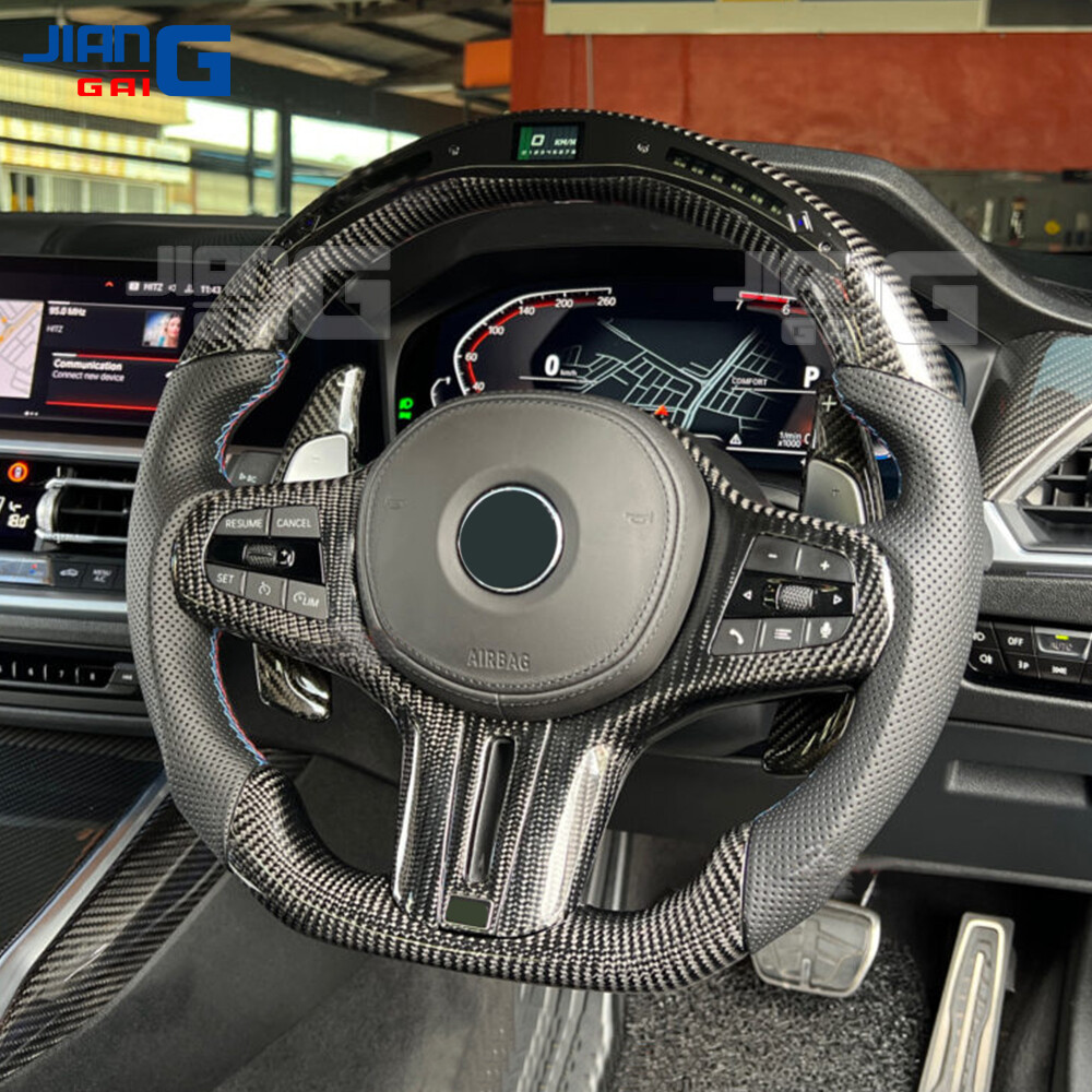 LED Carbon Fiber Steering Wheel Fit BMW F40 F44 G20 G28 G80 G38 G30 ...
