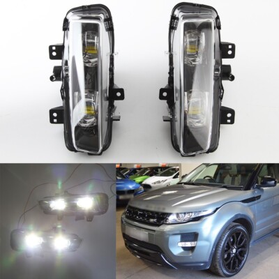 2Pcs Clear LED Daytime Running Fog Light DRL For Range Rover Evoque ...